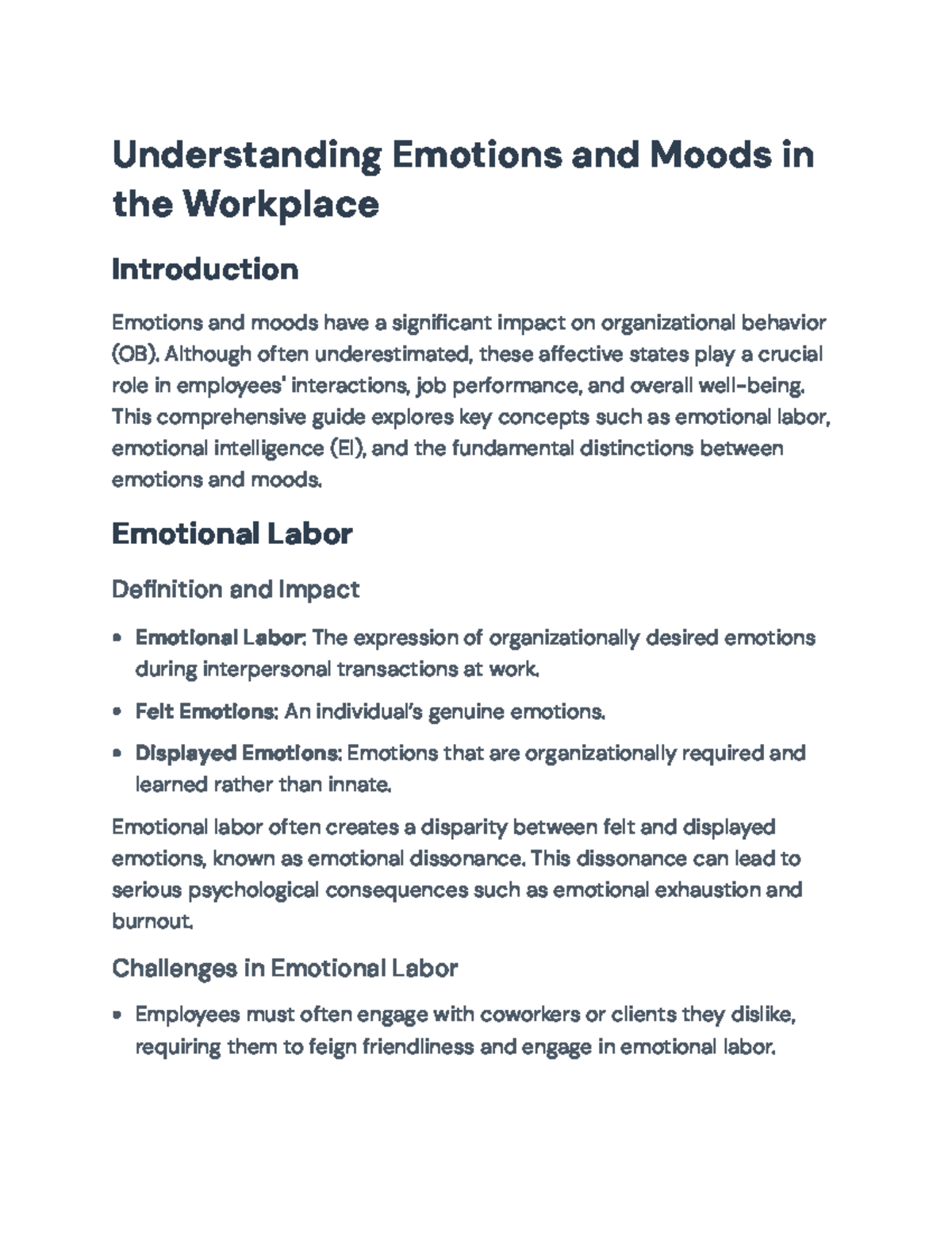 Understanding Emotions and Moods in the Workplace: A Comprehensive ...