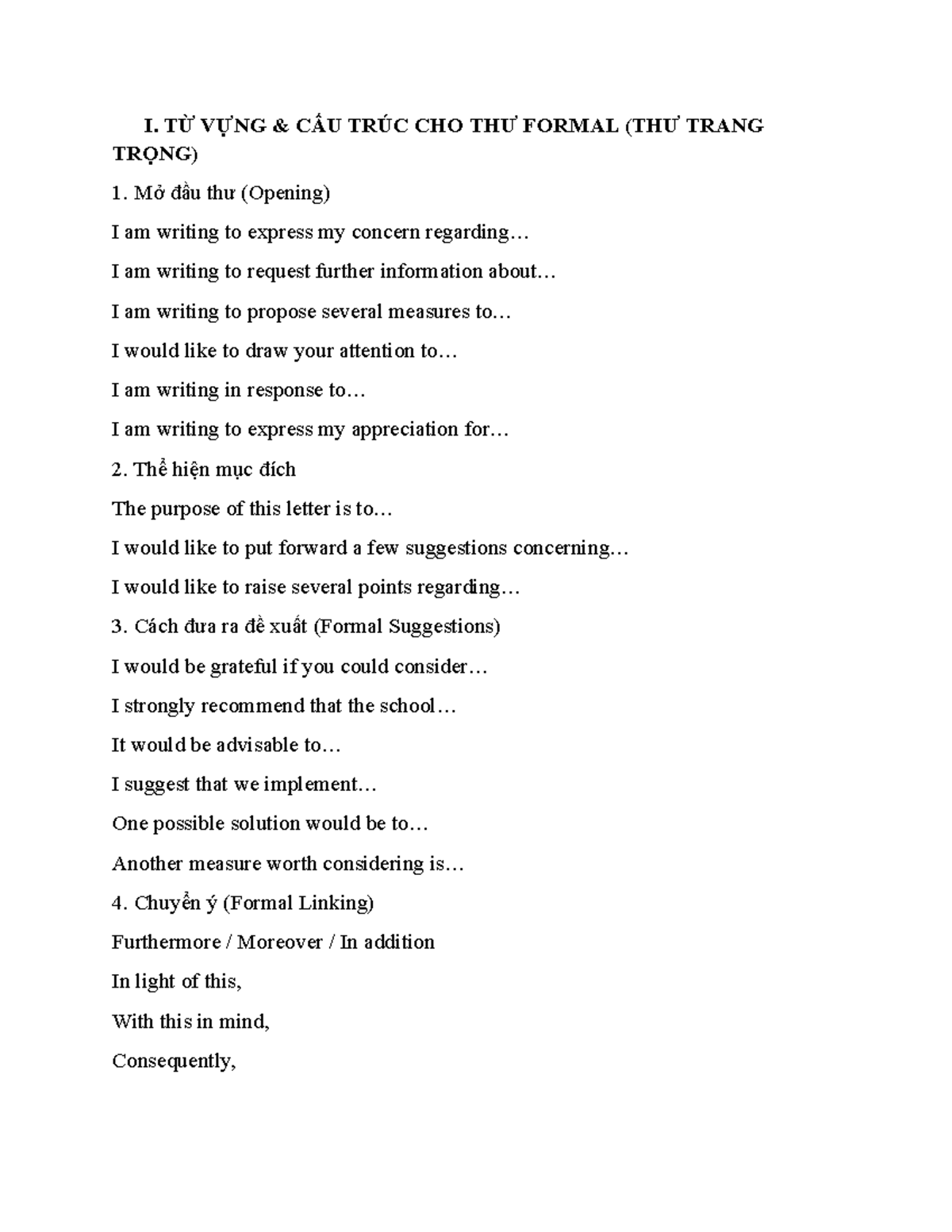 Từ Vựng & Cấu Trúc Thư Formal và Informal (Writing 9) - Studocu