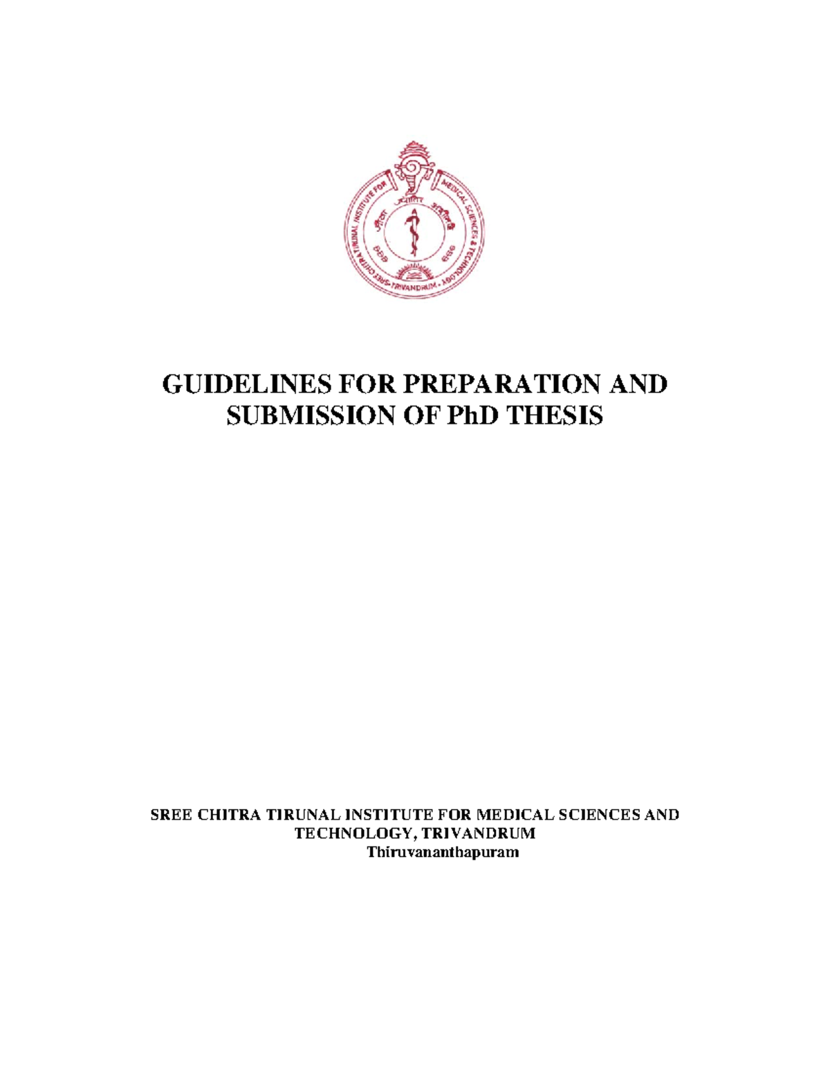 PhD Thesis Preparation Guidelines at SCTIMST: Format & Submission - Studocu