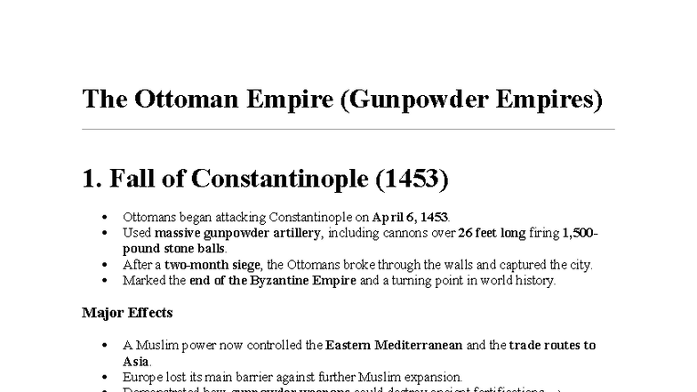 The Ottoman Empire (HIST 101) - Comprehensive Study Notes - Studocu