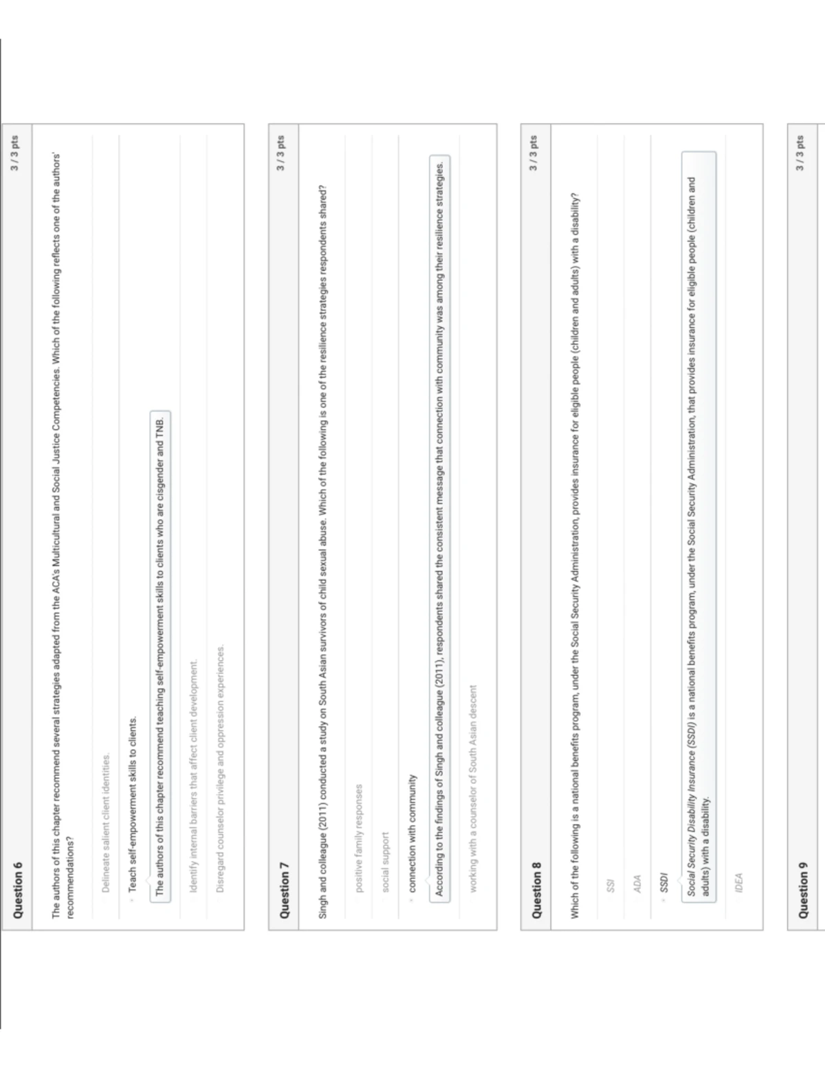 Quiz multicultural week 3 - Question 1 3 / 3 pts According to Rosen and ...
