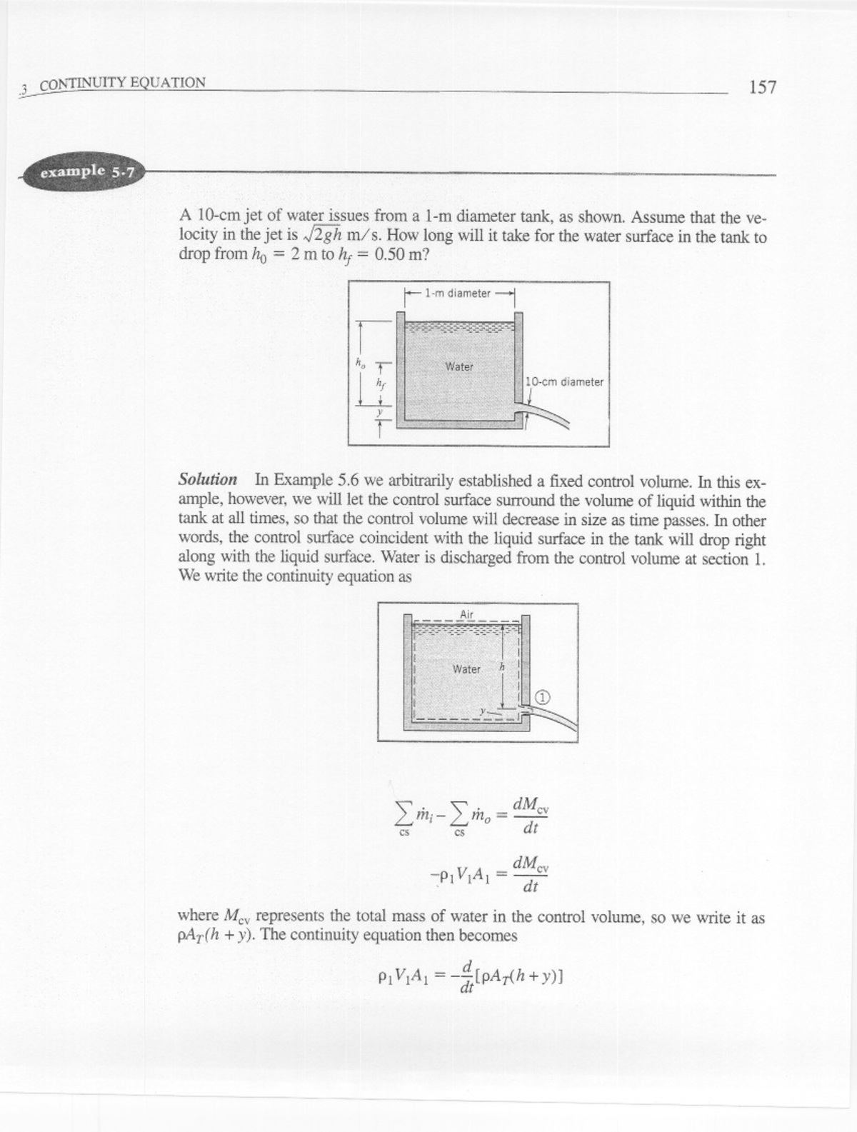 Crowe Ex 5 7 - Fluids - .3 CONTINUITY EQUATION 157 example A jet of ...