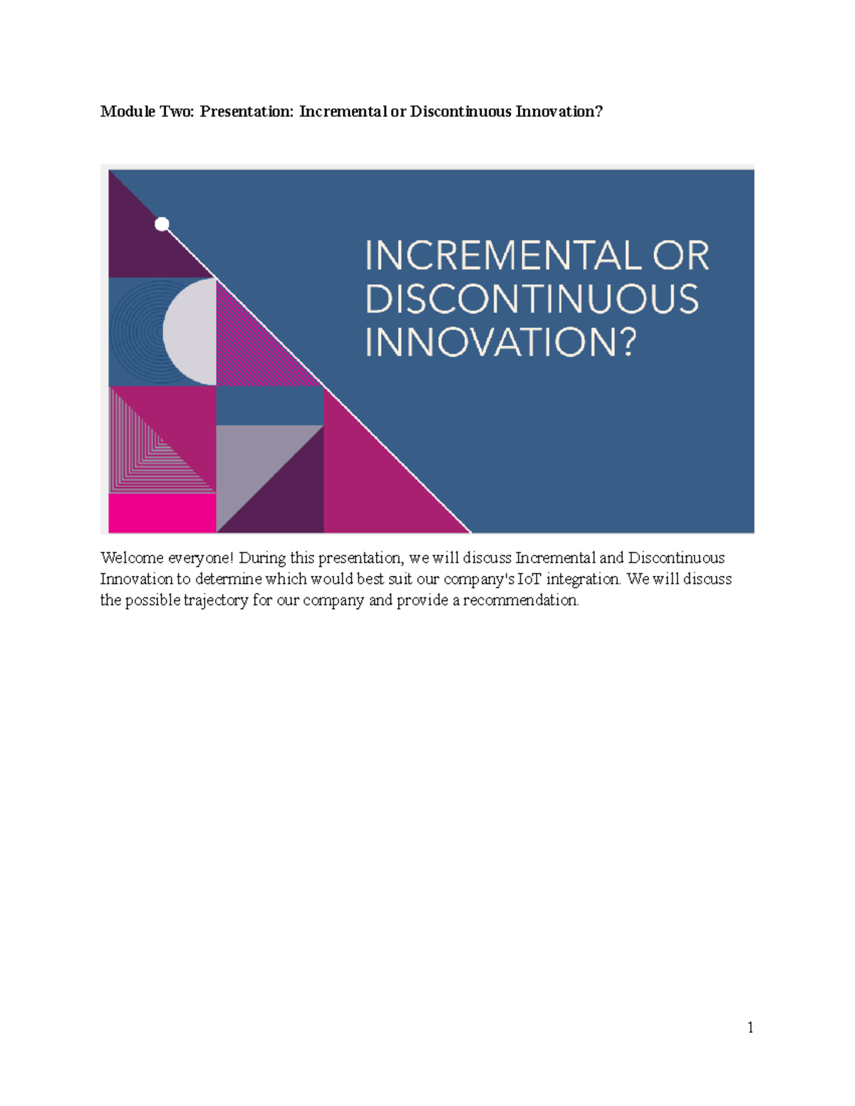 MBA 580 Week 2 Presentation: Incremental vs. Discontinuous Innovation ...