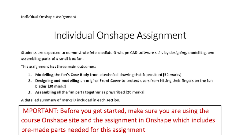 ES1050 Individual Onshape Assignment: Box Fan Design & Assembly - Studocu