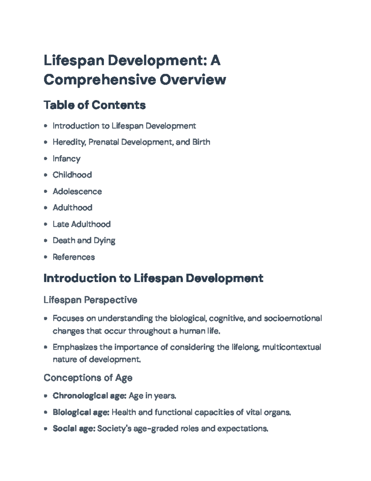 Lifespan Development: A Comprehensive Overview of Human Growth and ...