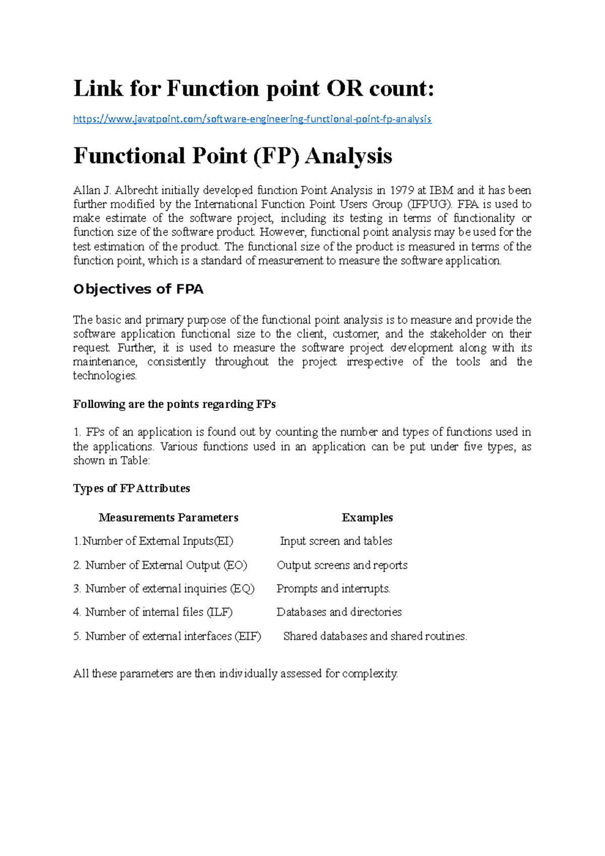Module 3: Function Point Analysis & COCOMO Model Overview - Studocu