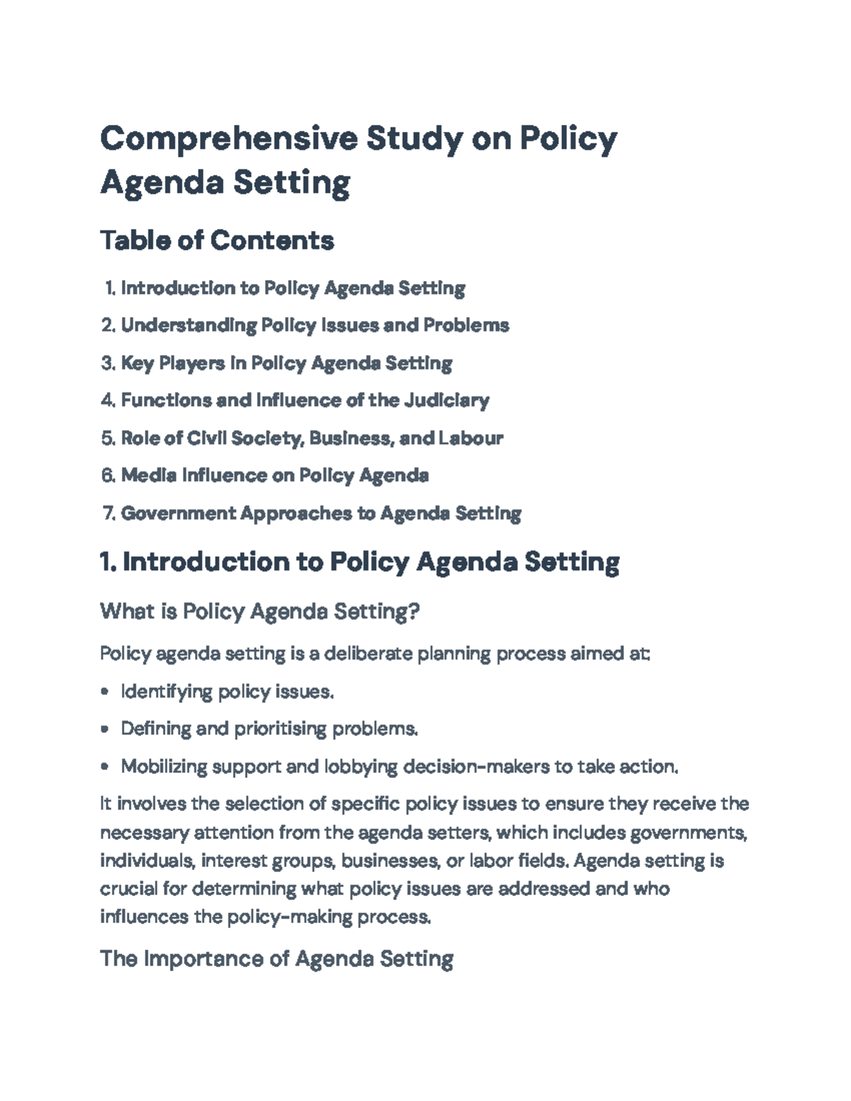 Comprehensive Overview of Policy Agenda Setting: Key Players & Processes - Comprehensive Study ...