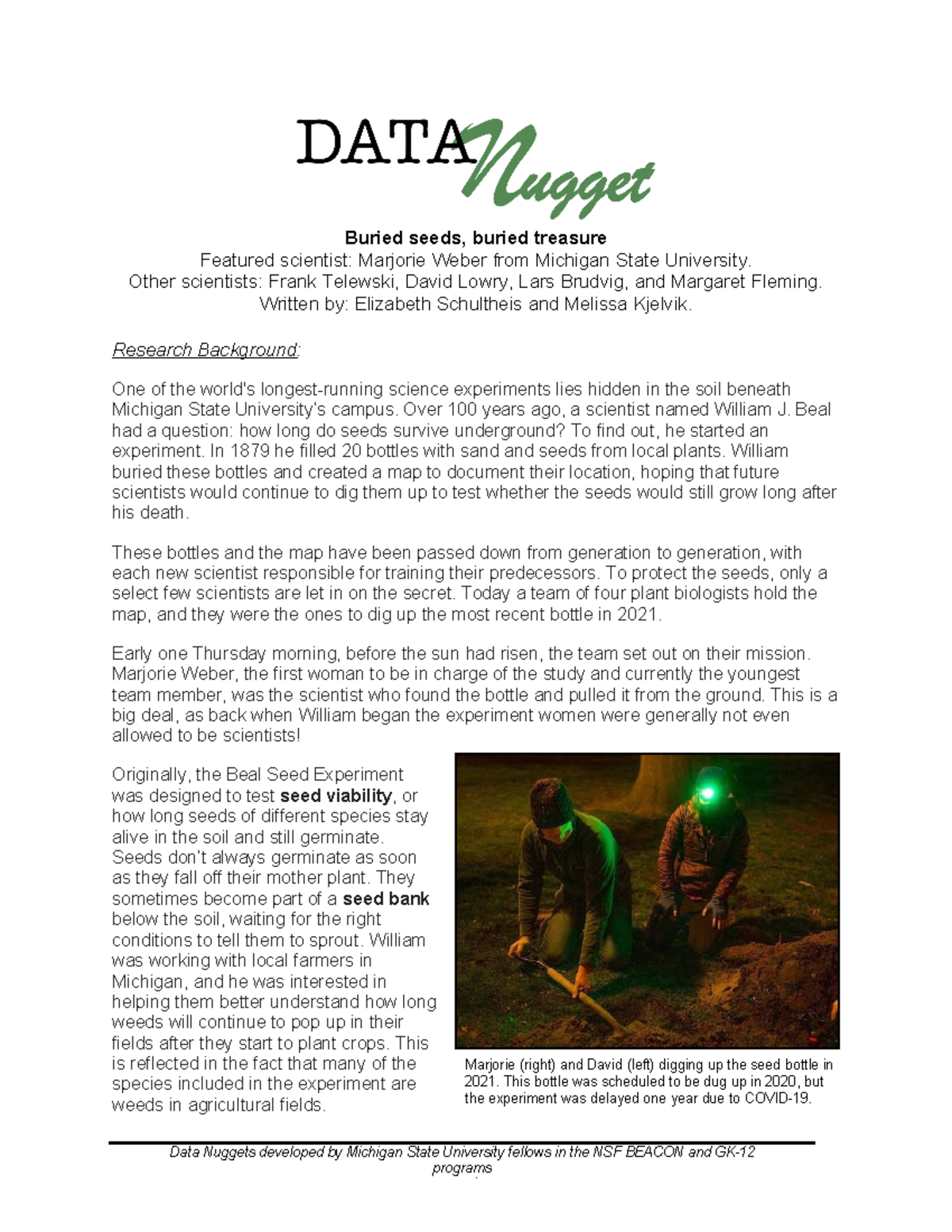 MSU BEACON Seed Case Study: The Legacy of Beal's Experiment on ...