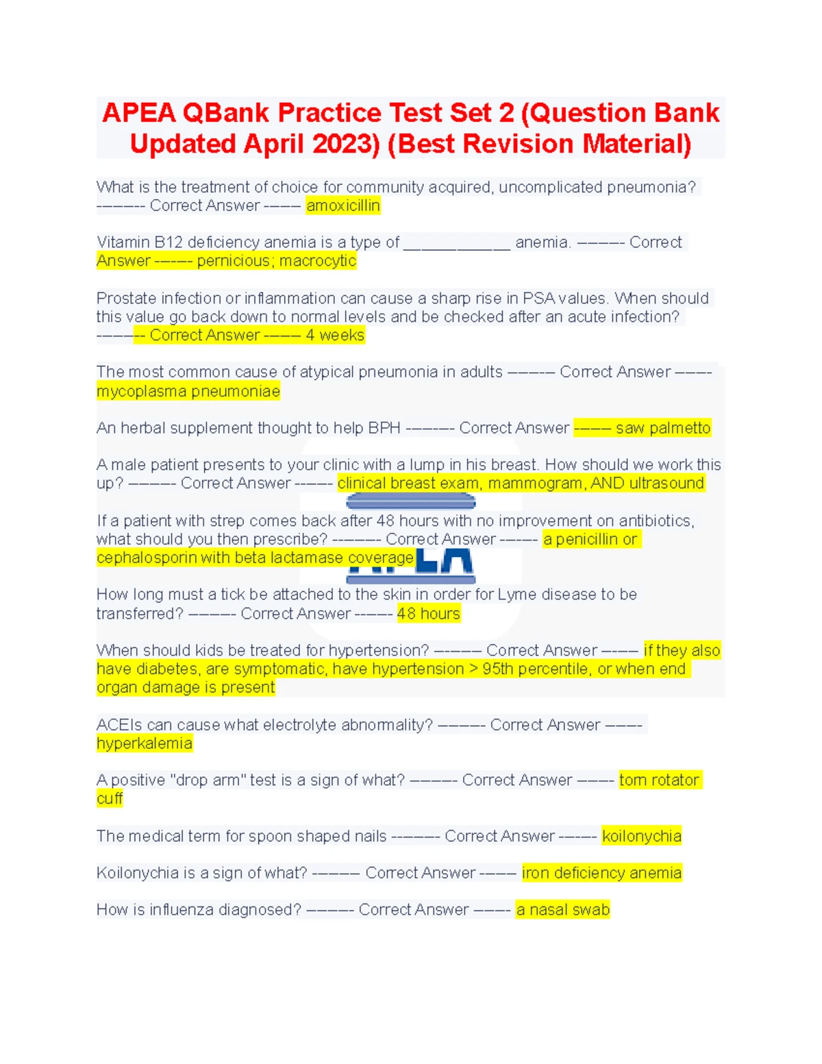 APEA 3P EXAM 2024 Study Guide: Essential Topics Overview - Studocu