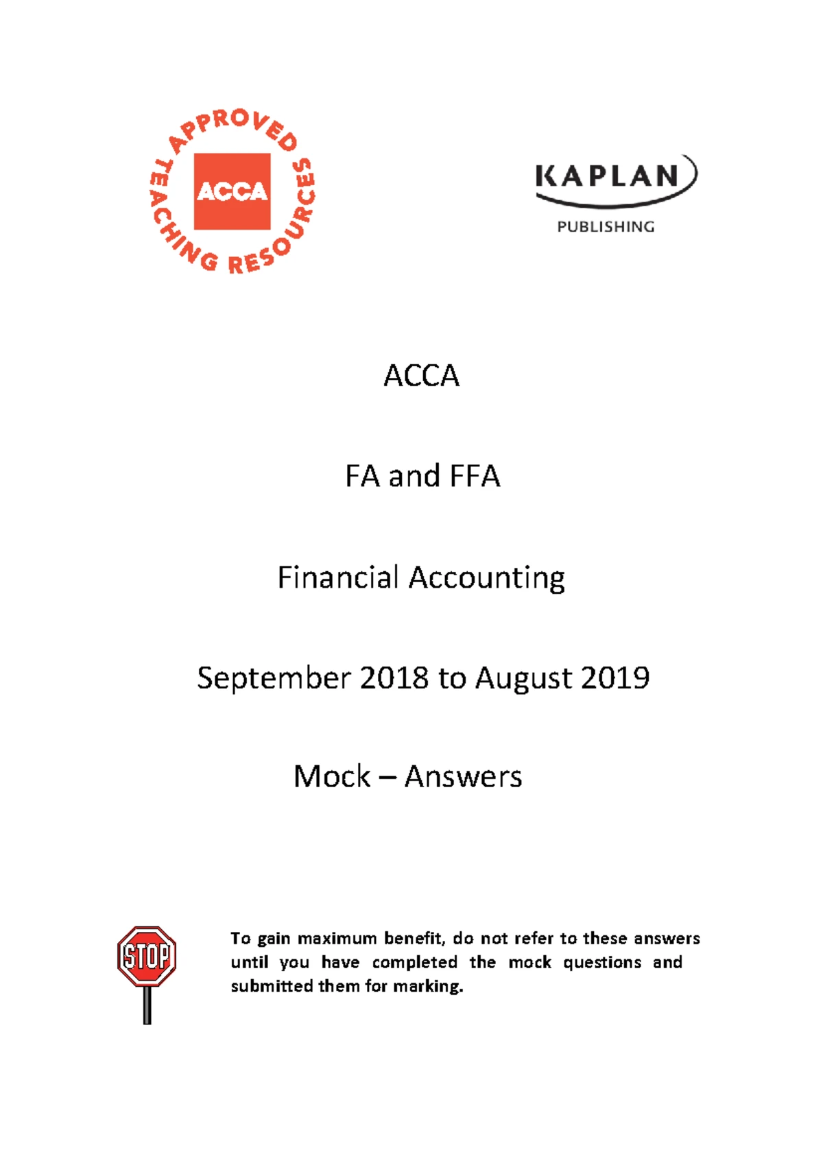 Sapp Mock Exam With Answer F3 Acca Acca Studocu