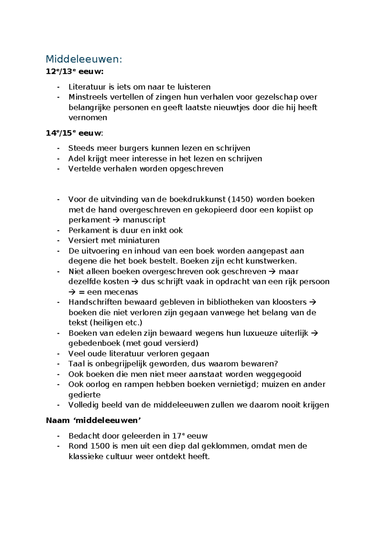 Middeleeuwen en Renaissance: Een Overzicht van Literaire Ontwikkelingen ...