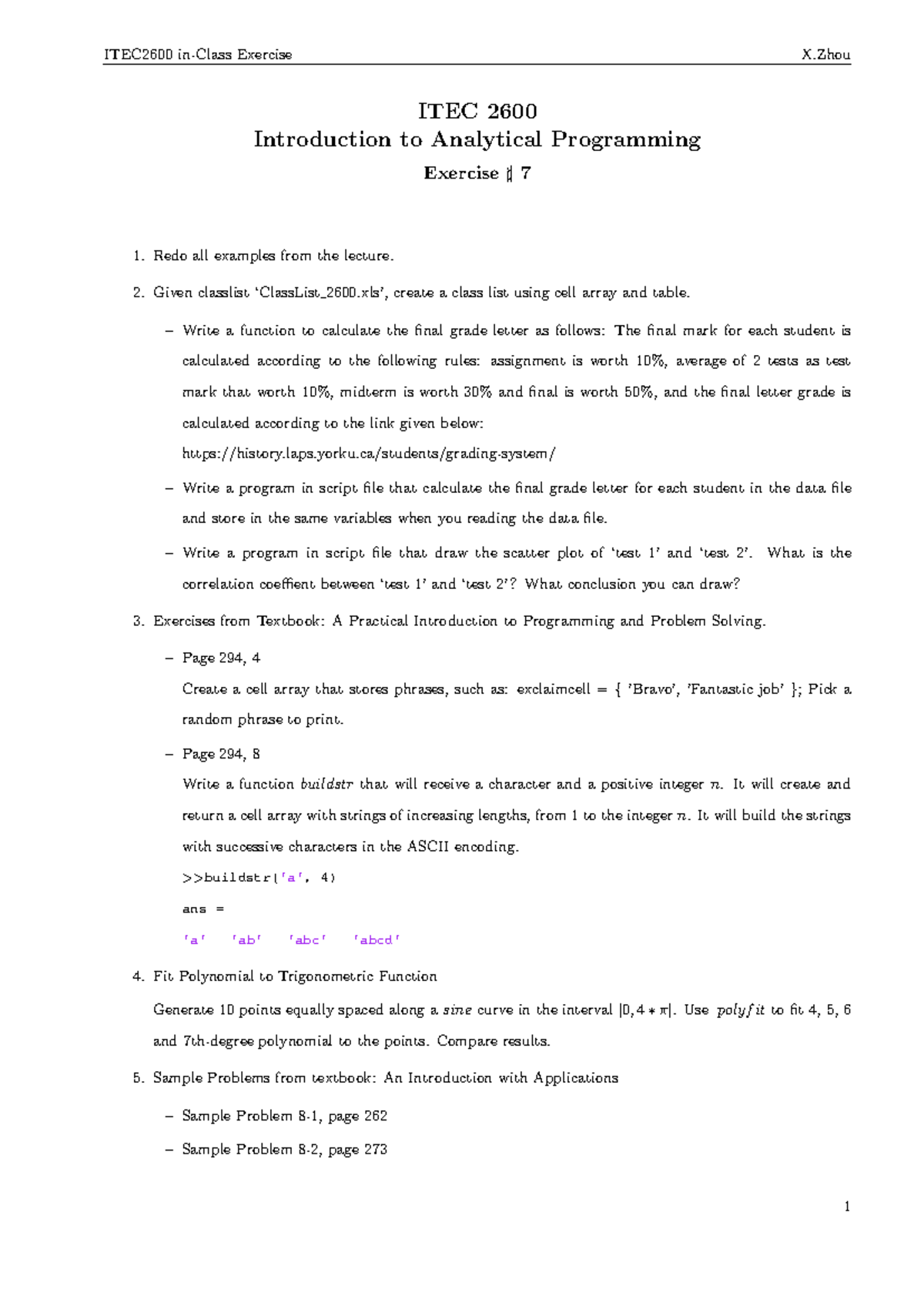 ITEC2600 Final Exam Exercise 7: Analytical Programming Tasks - Studocu