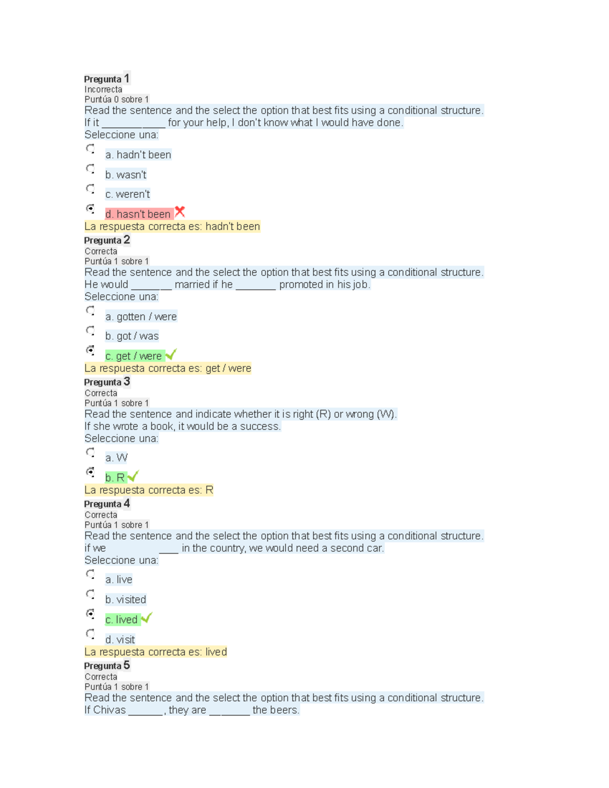 Questionnaire Assignment 5 - Conditional Structures U3 - Studocu