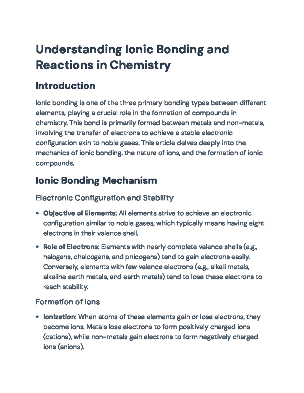 Ionic Bonding & Reactions in Chemistry: A Comprehensive Overview ...