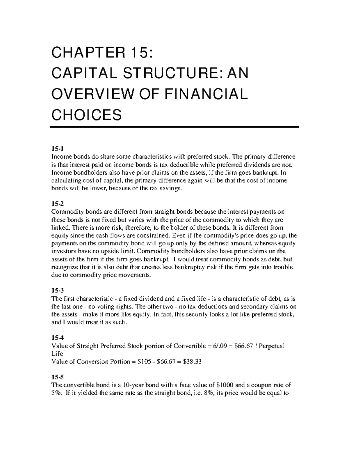 CH15: Capital Structure - Overview of Financial Choices - Studocu