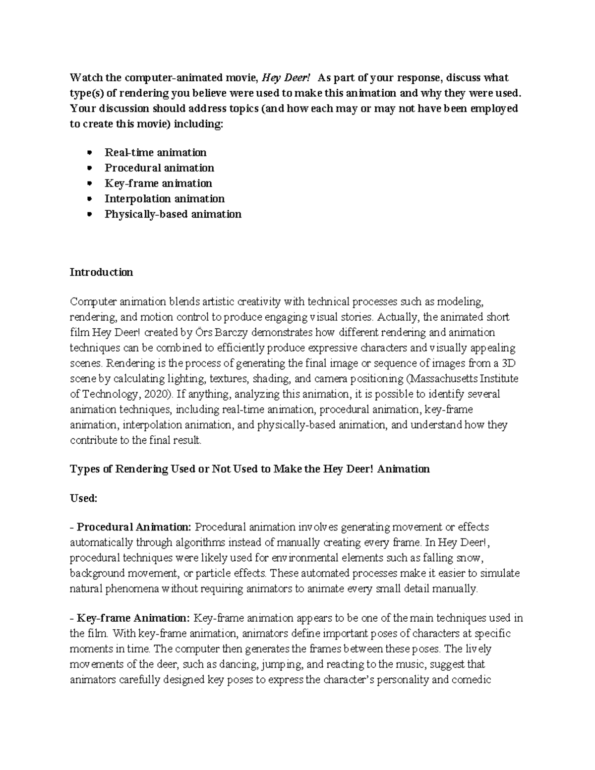 CS 4406 - Discussion on Rendering Techniques in "Hey Deer!" Animation ...