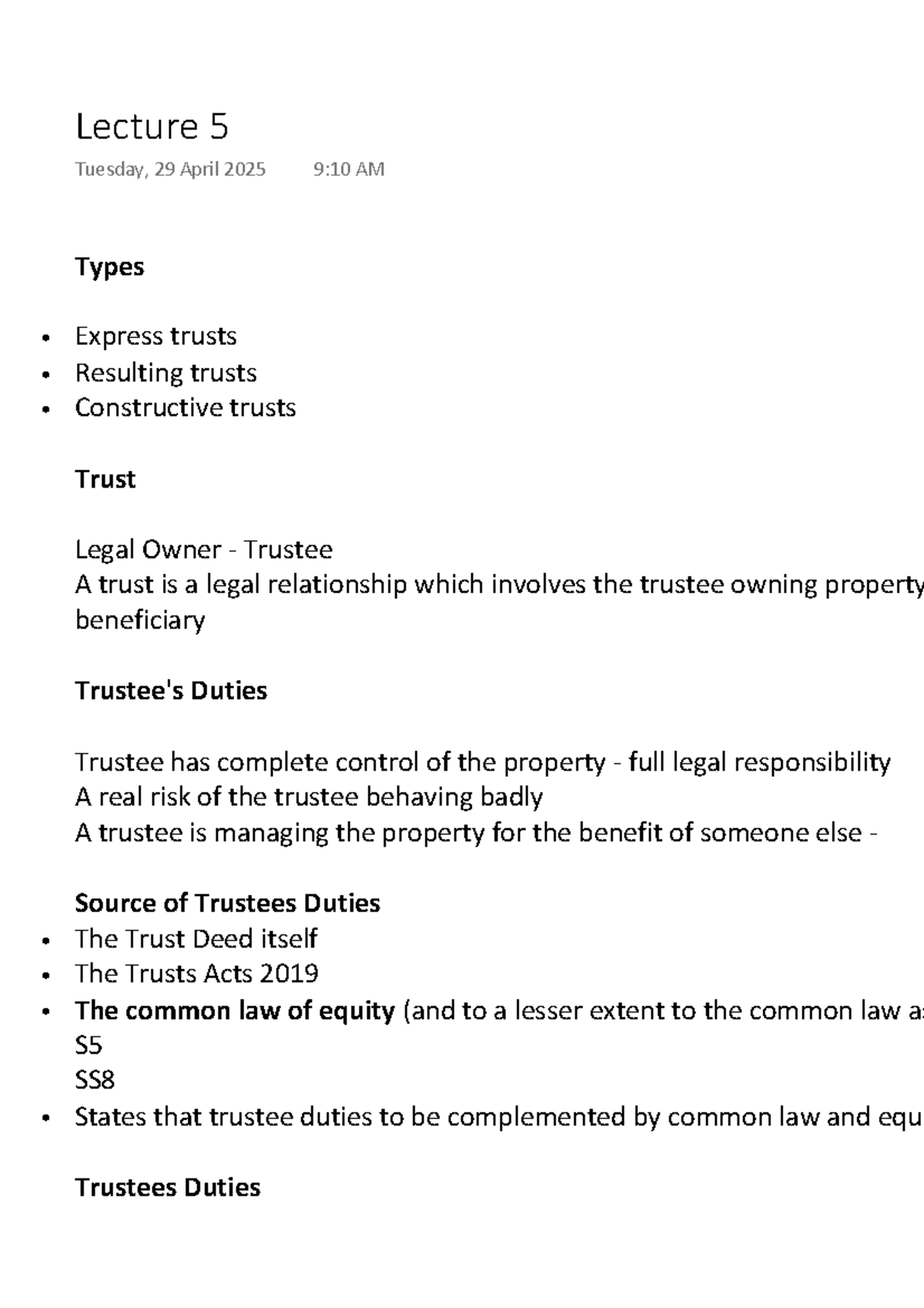 Trustee Duties and Responsibilities: Insights from Trusts Act 2019 - Studocu