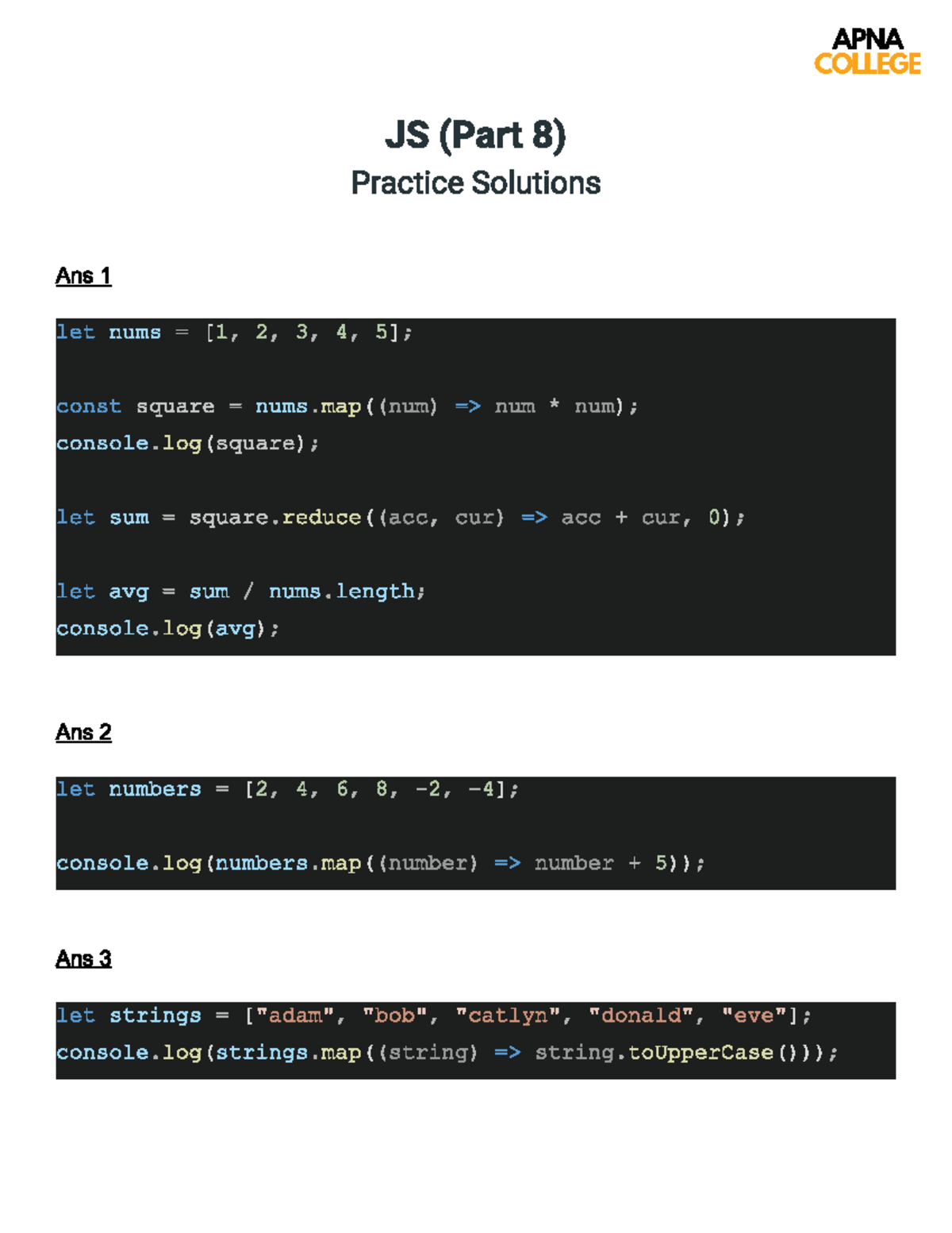 15. JS Part 8 (Ans) - JS practice question for students - Javascript Animation - APNA COLLEGE JS ...