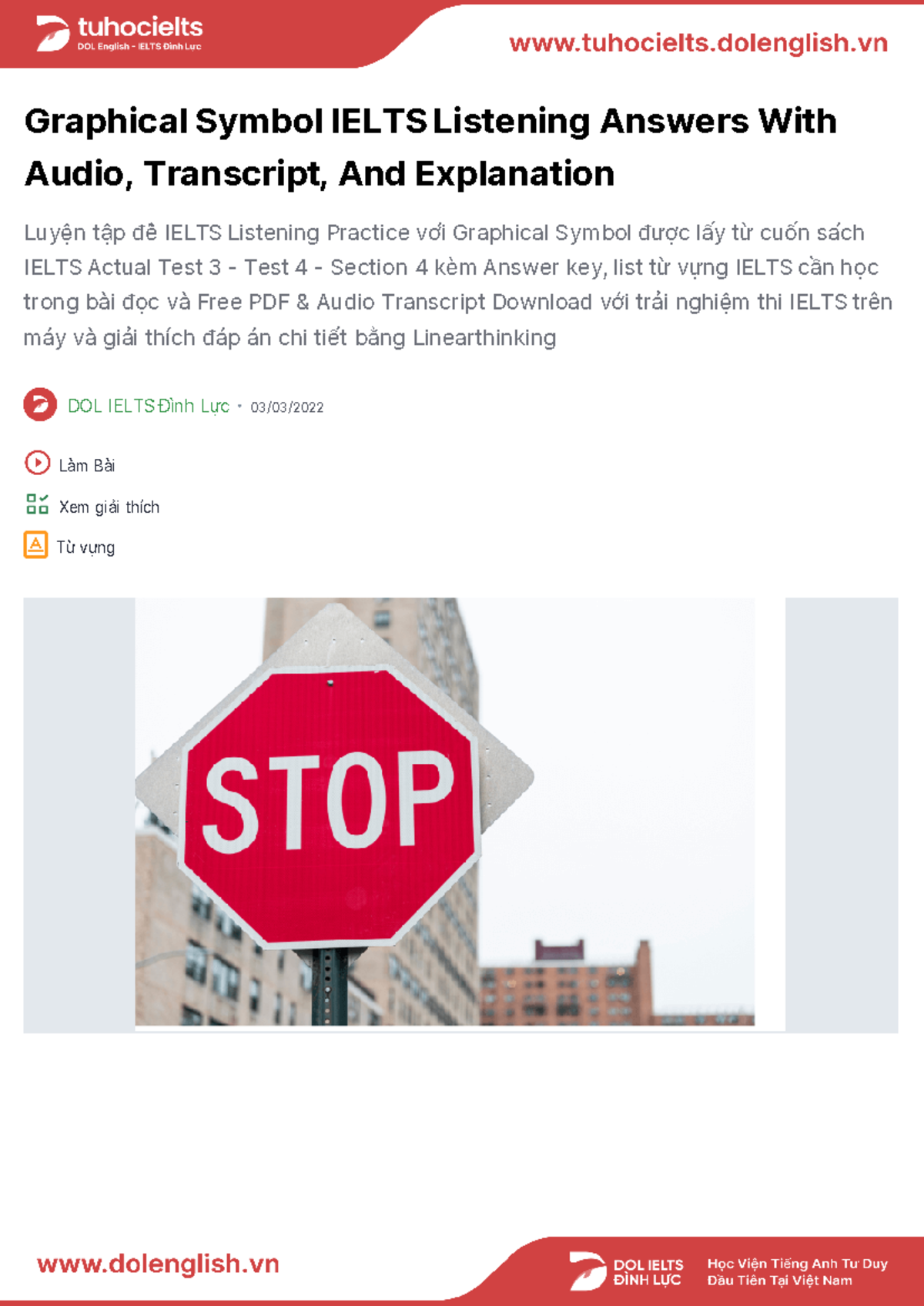 IELTS Listening Test 3: Graphical Symbol Practice & Answers - Studocu