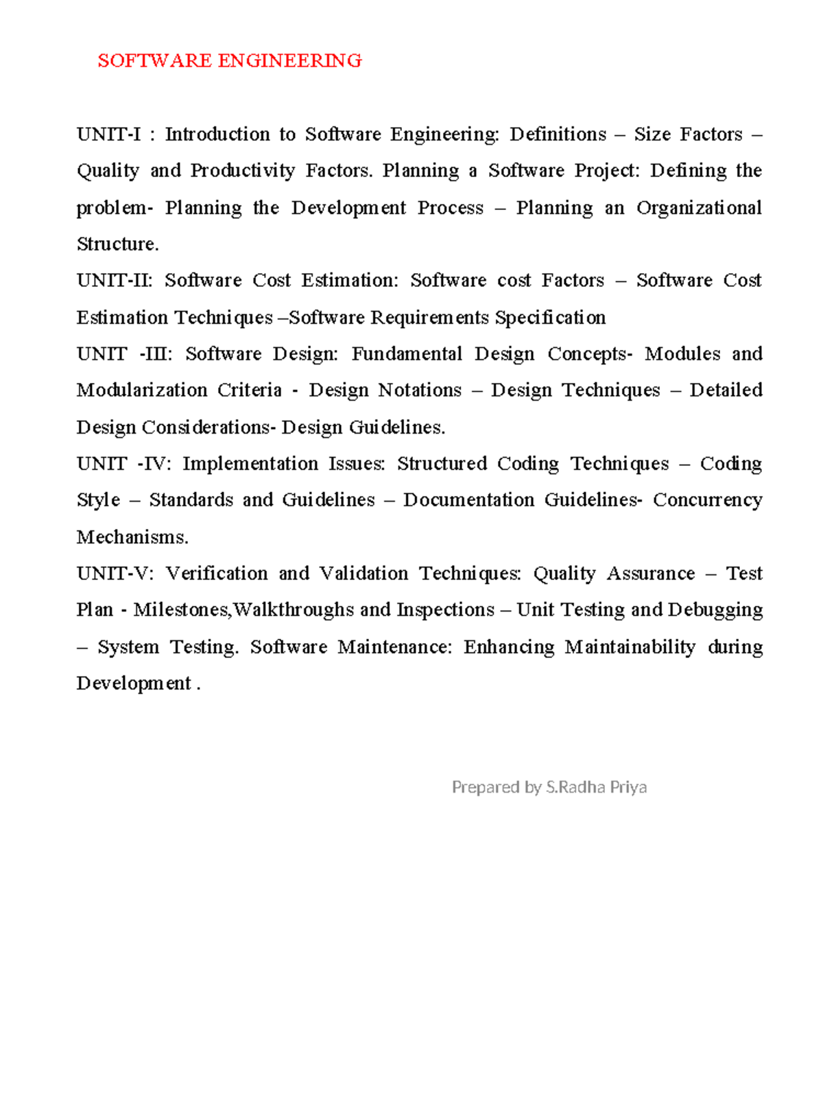 SE 1 - Comprehensive Software Engineering Notes - Studocu