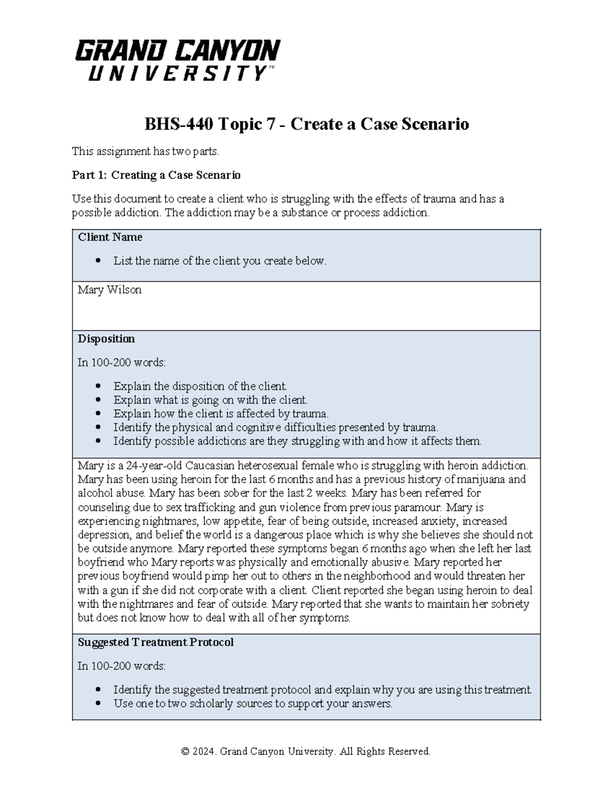 BHS 440 Final Project: Creating a Case Scenario for Trauma & Addiction ...