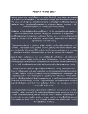 Personal Finance - Study Notes & Assignments - Studocu