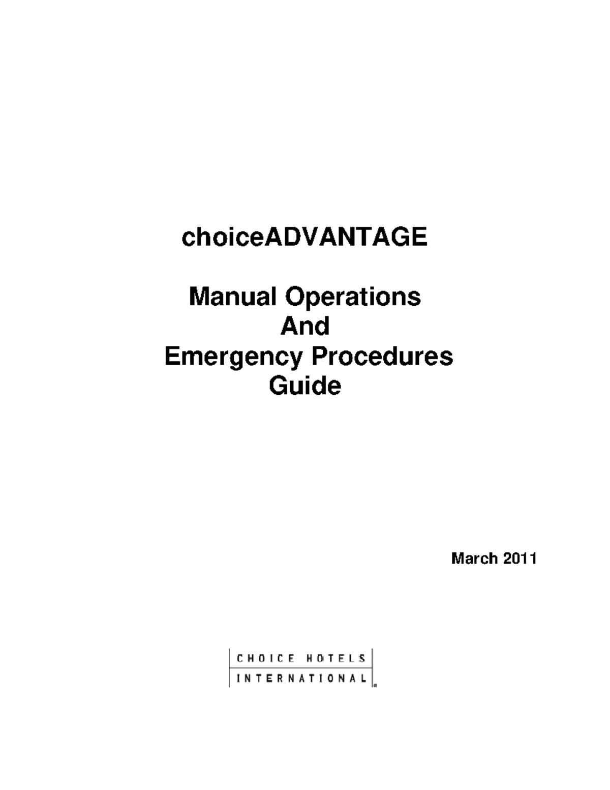 choiceADVANTAGE Manual Operations & Emergency Procedures Guide - Studocu