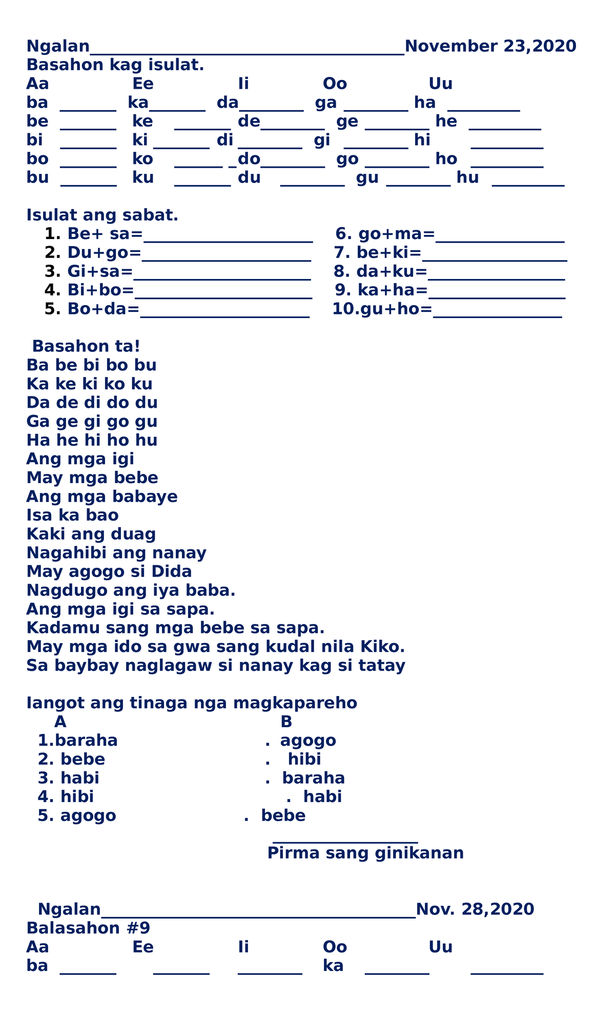 Balasahon-3rd-Quarter-2020-2021: Mga Aktibidad sa Pagbasa at Pagsulat ...