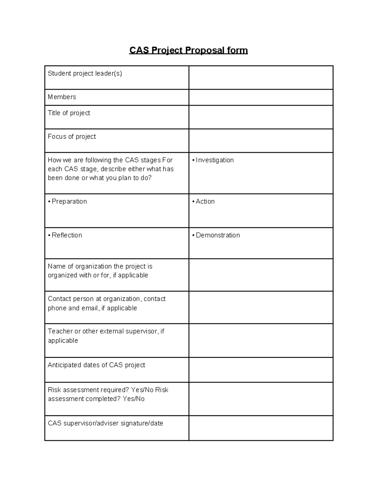 CAS-project proposal form - CAS Project Proposal form Student project ...