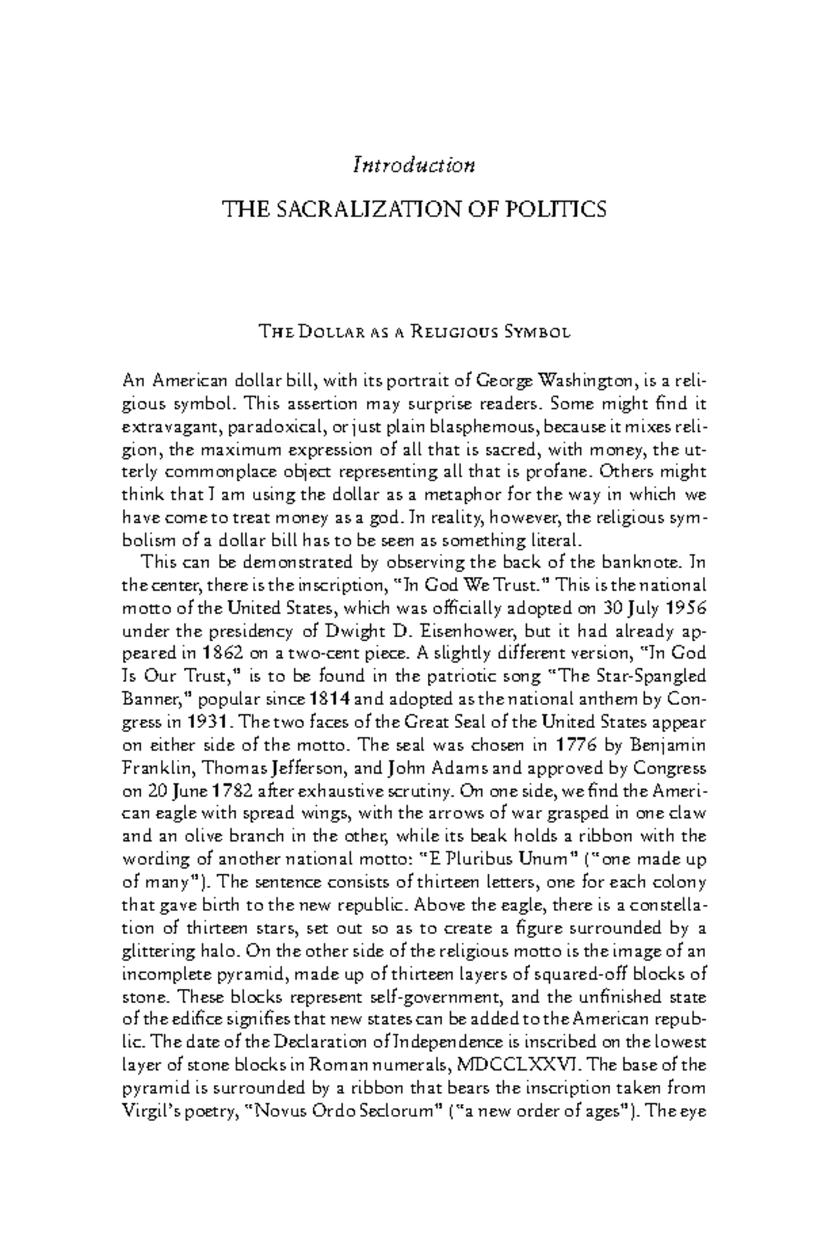 Gentile Intro - Reading on the Sacralization of Politics - Introduction ...