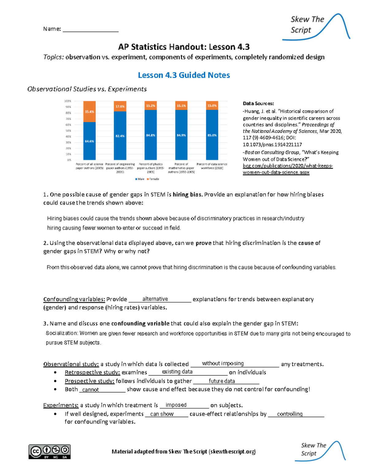 AP Statistics Lesson 4.3: Observations vs. Experiments Guide - Studocu
