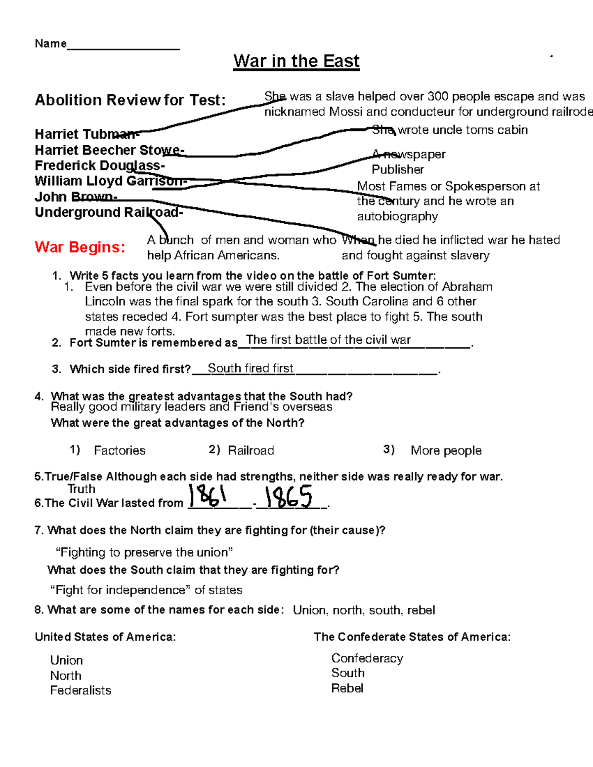 War in the East: Civil War Overview & Key Facts for Test - Studocu