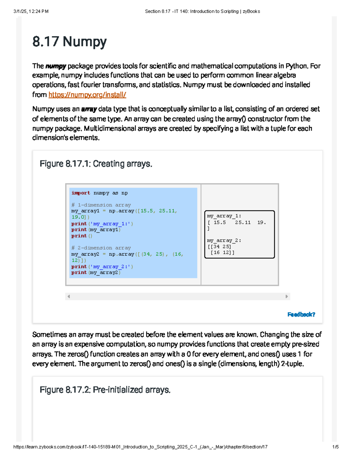 Creating Arrays in Python - Section 8.17 - IT 140 Scripting Guide - Studocu