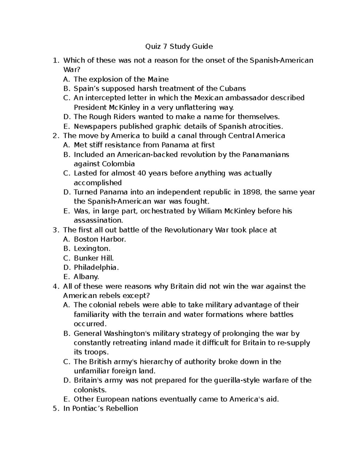 Quiz 7 Study Guide: Key Concepts & Events of American History - Studocu