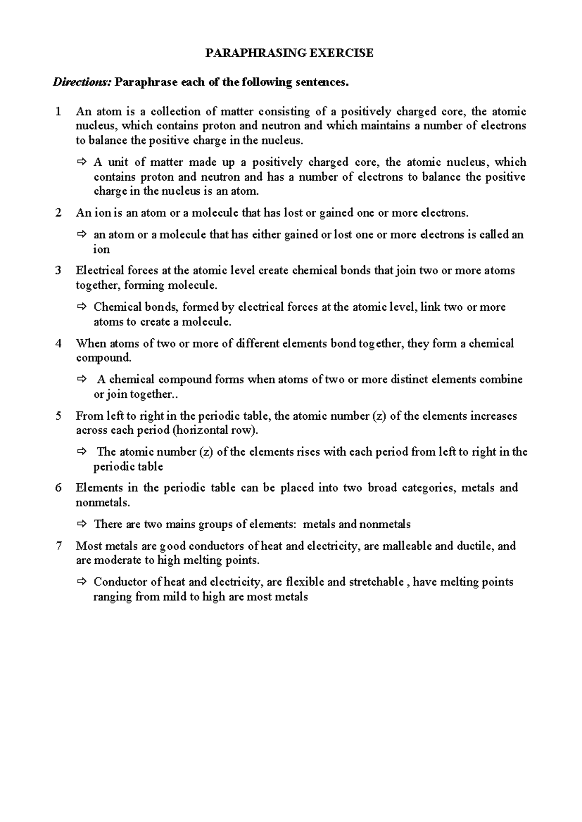 Final exams questions - nơi nào có ah - PARAPHRASING EXERCISE ...