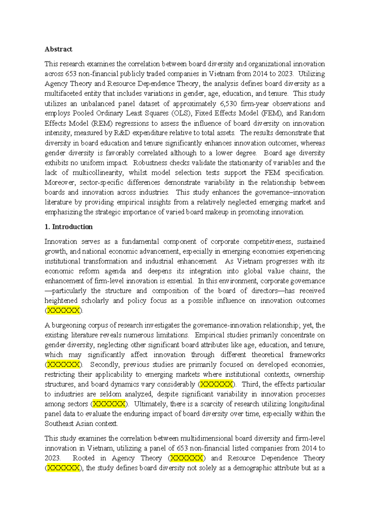 Board Diversity and Innovation: Insights from Vietnam (2014-2023) - Studocu