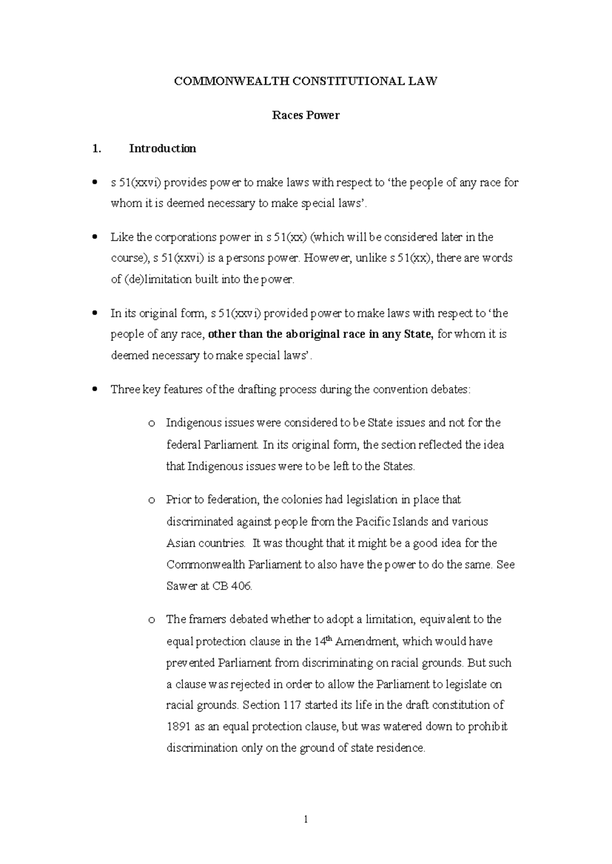 Com Con 5: Lecture Notes on Races Power and Constitutional Law - Studocu