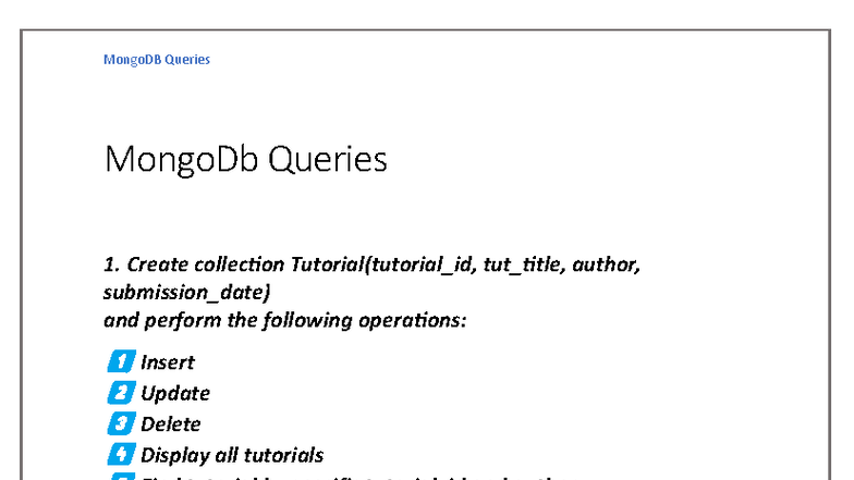 MongoDB Queries: Collection Operations, Aggregation & Indexing - Studocu