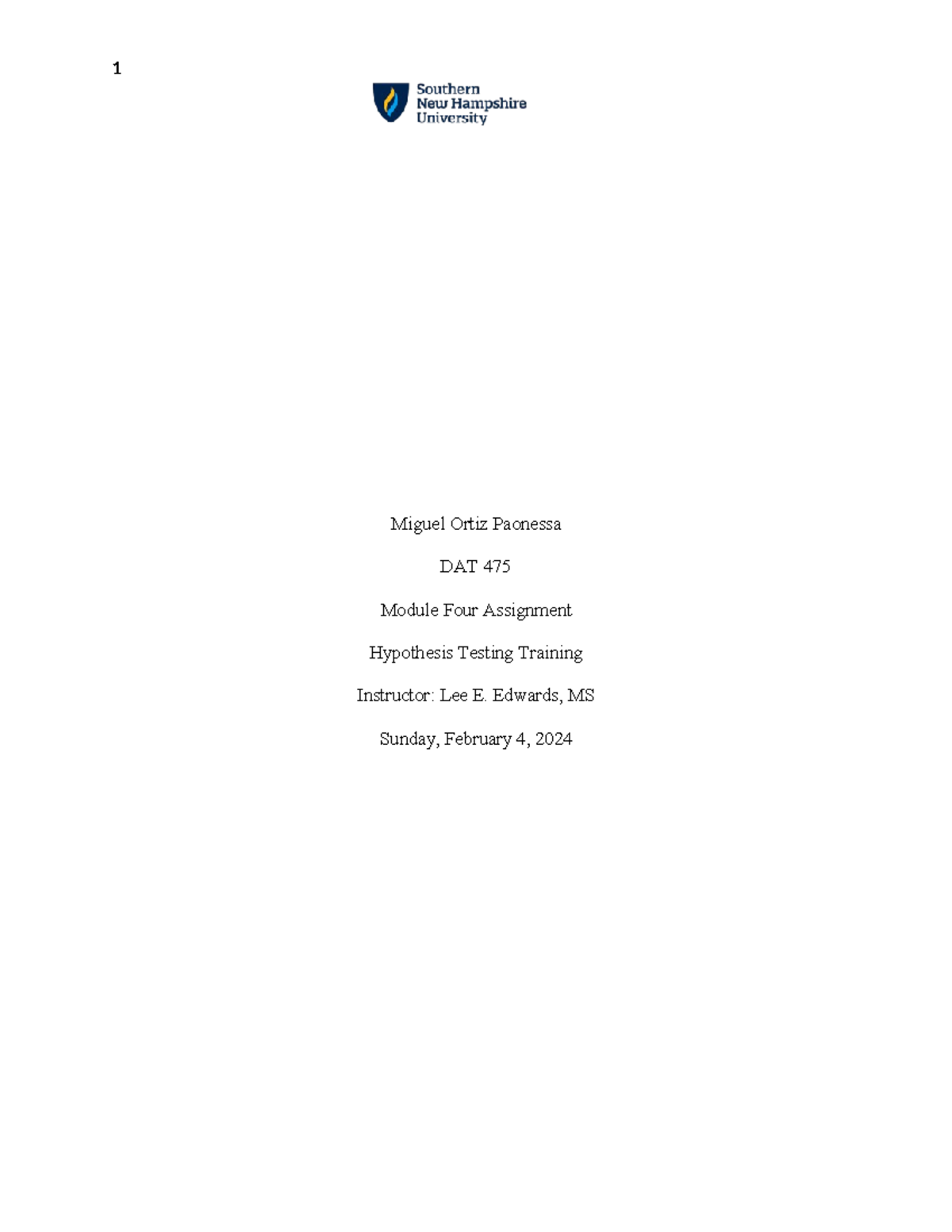 DAT 475 Module Four Assignment: One-Way ANOVA Analysis - Studocu