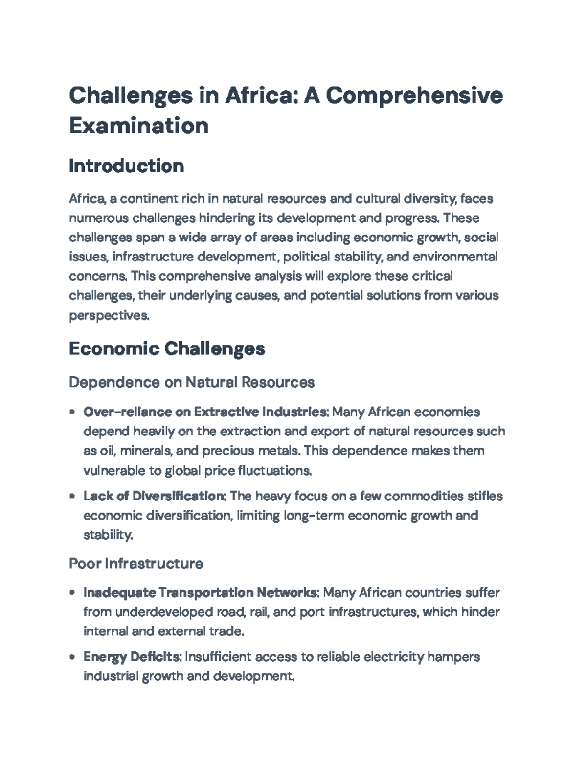 Challenges Facing Africa: A Comprehensive Examination of Dev Issues ...