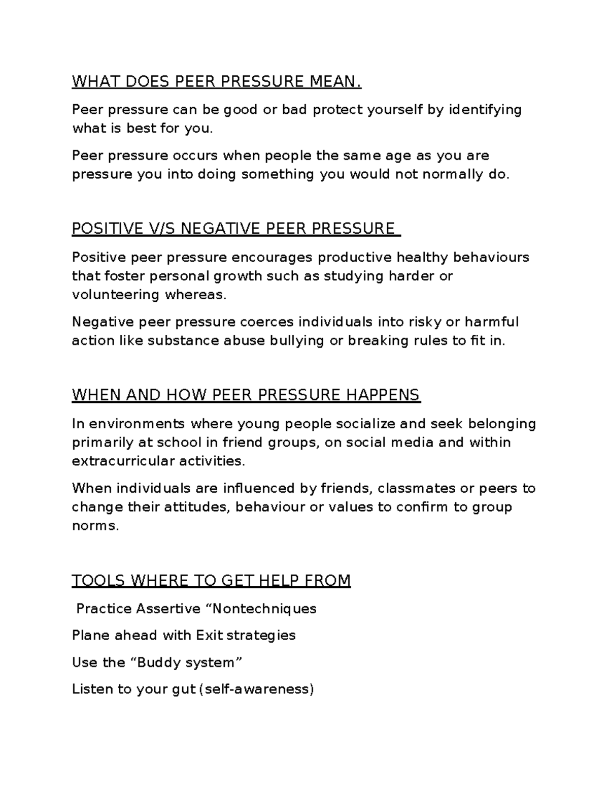 Understanding Peer Pressure: Positive and Negative Influences - Studocu