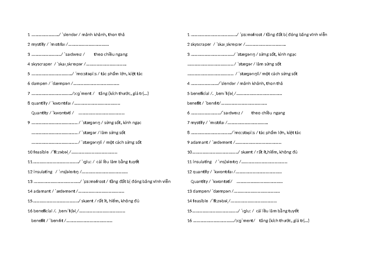 Lesson 1 - Vocabulary and Definitions for Test 1 - Studocu