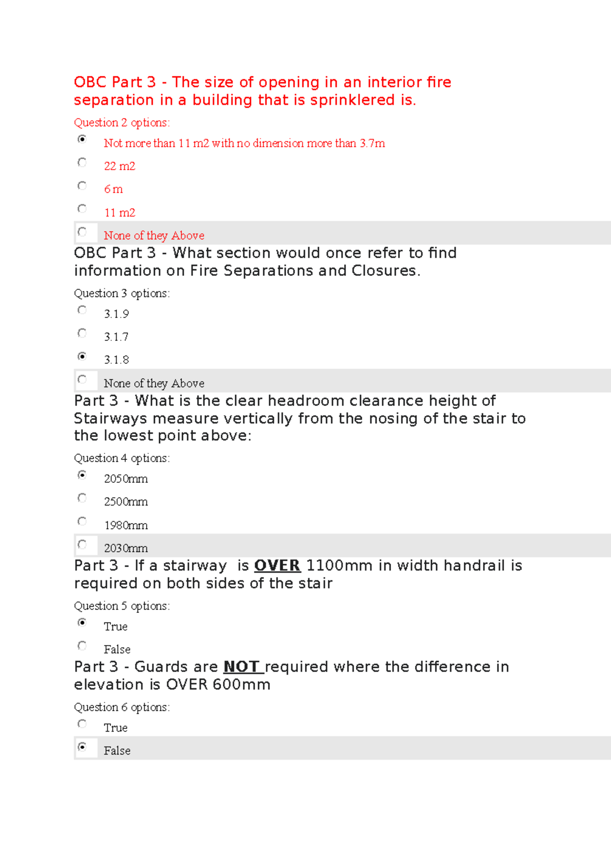 Quizz - assignment - OBC Part 3 - The size of opening in an interior ...