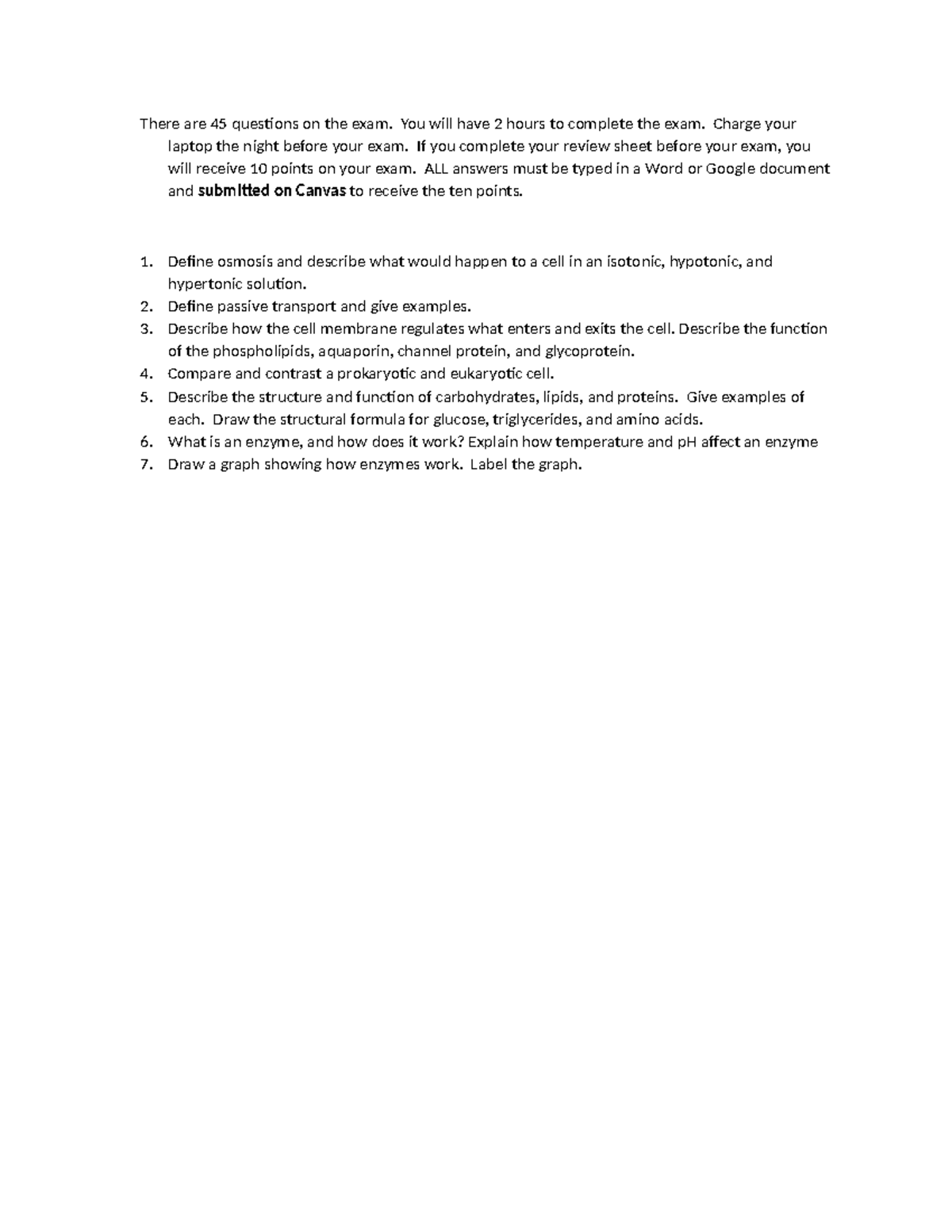 Biology 2023 Fall Final Exam Review Guide - Studocu