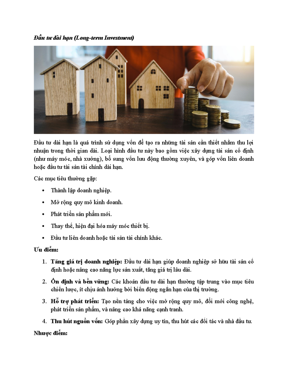 Tóm tắt ppdt - jhffnb bvcn - Đầu tư dài hạn (Long-term Investment) Đầu ...