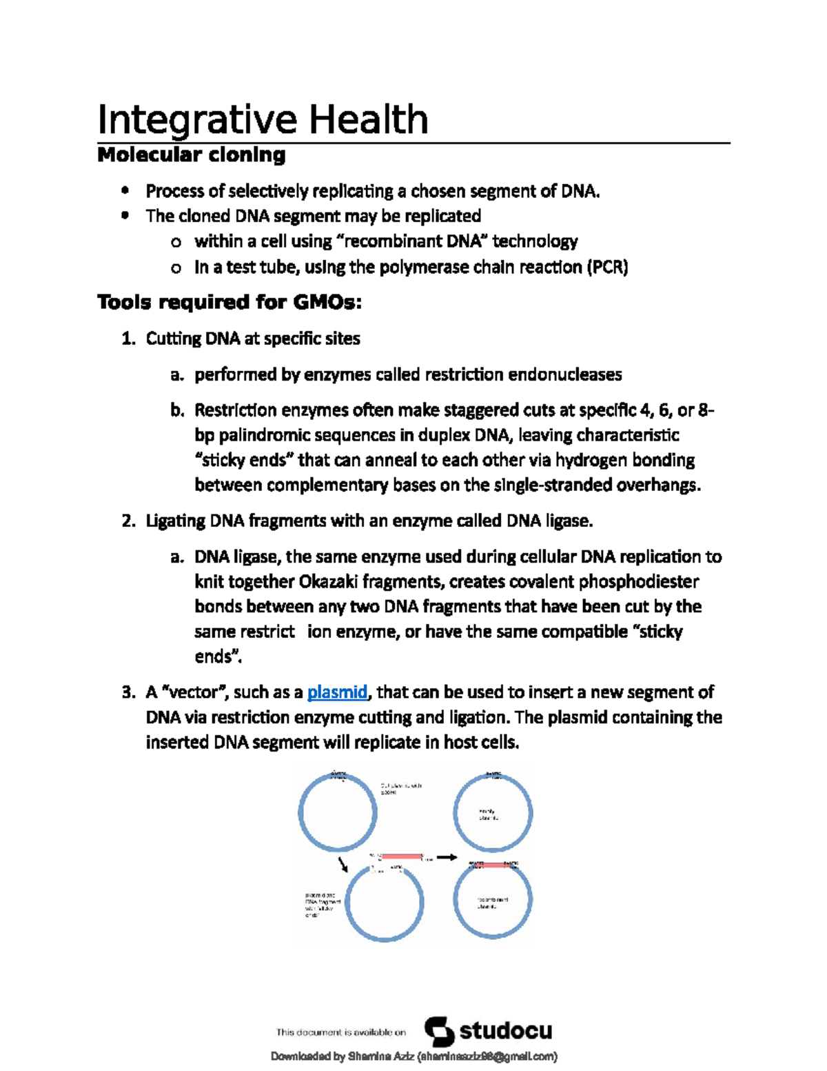 Molecular cloning techniques and applications in integrative health (M5 ...
