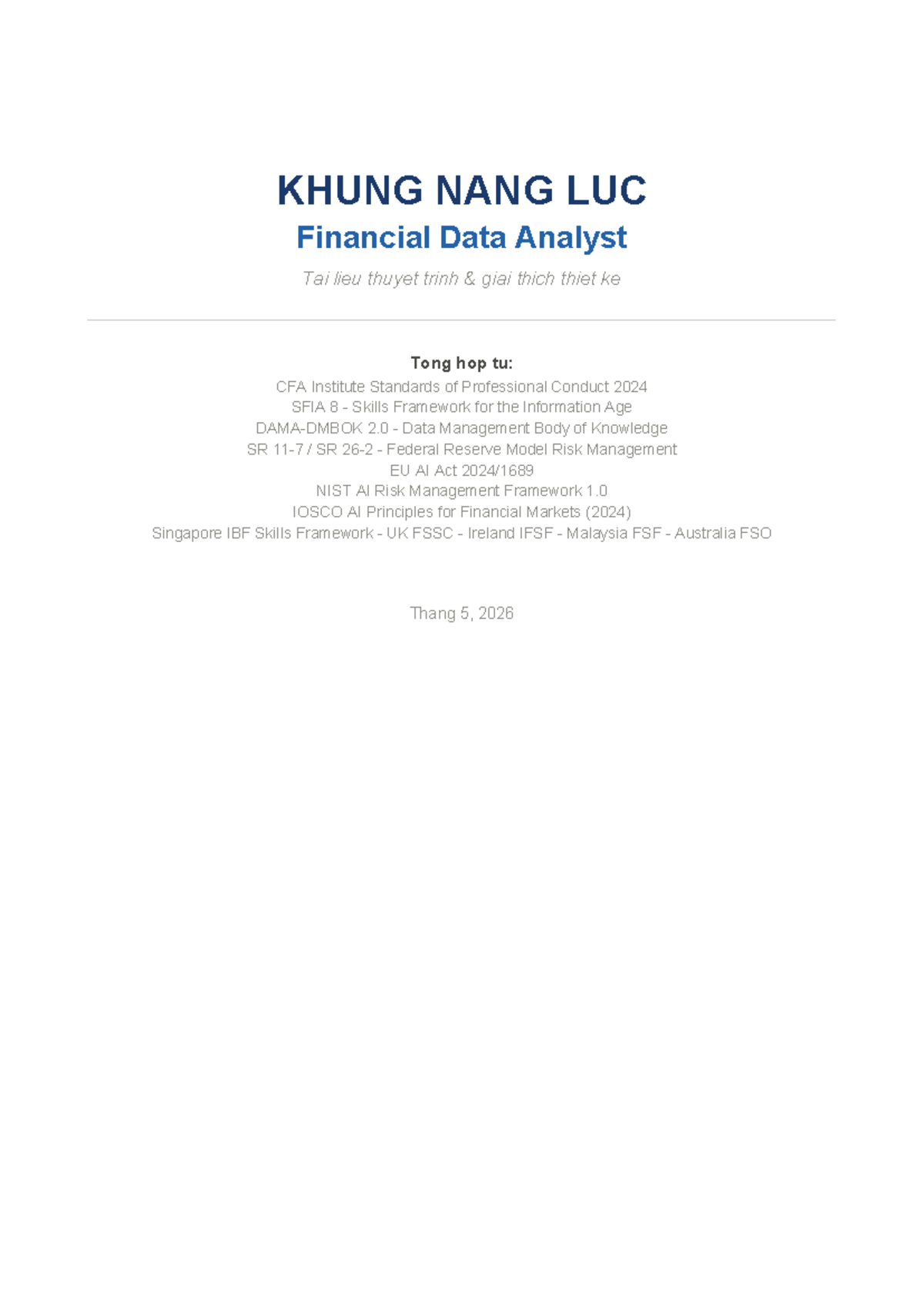 KHUNG NANG LUC CHO FINANCIAL DATA ANALYST - PHIEN BAN 1.0 - Studocu