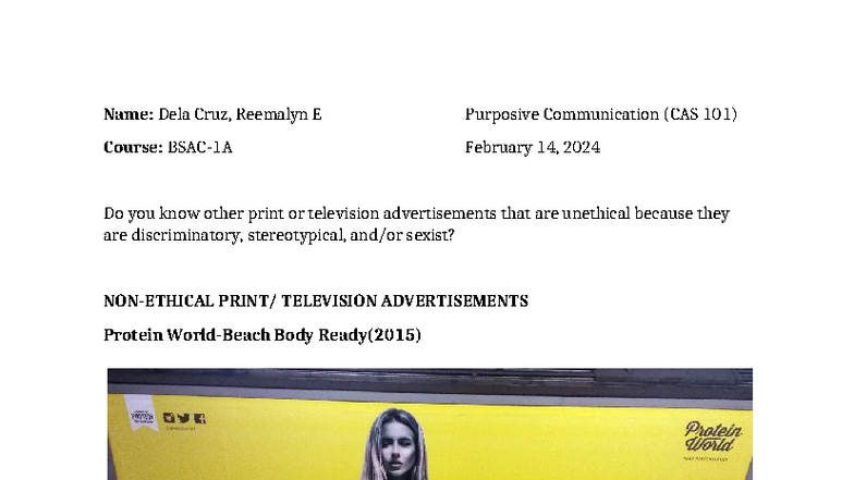 Dela Cruz Ad Review: Unethical TV Ads in Purposive Communication (CAS ...