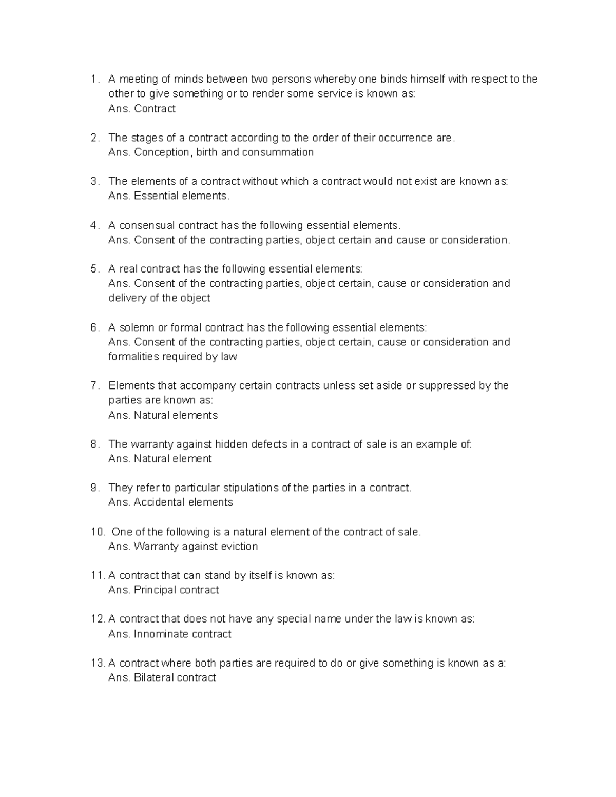 Obligations and Contracts: Key Concepts and Principles Explained - Studocu