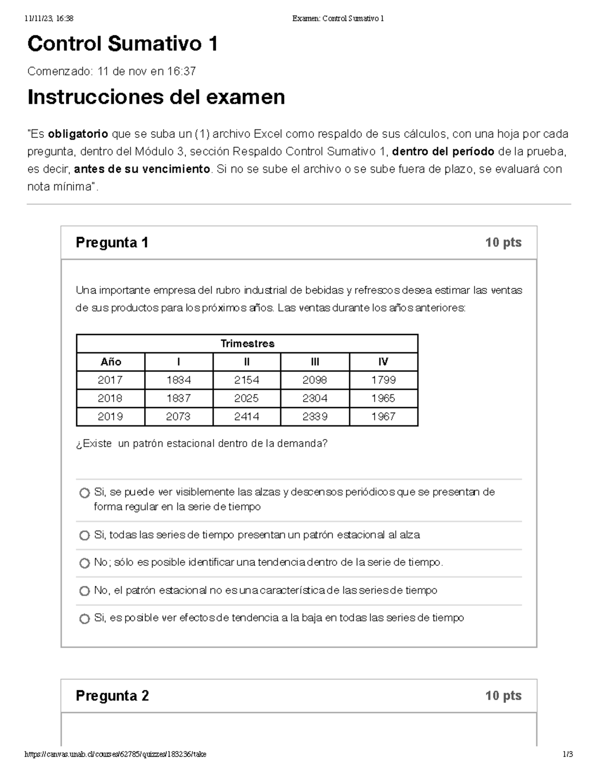 Examen Control Sumativo 1 - Análisis de Ventas y Proyección 2023 - Studocu